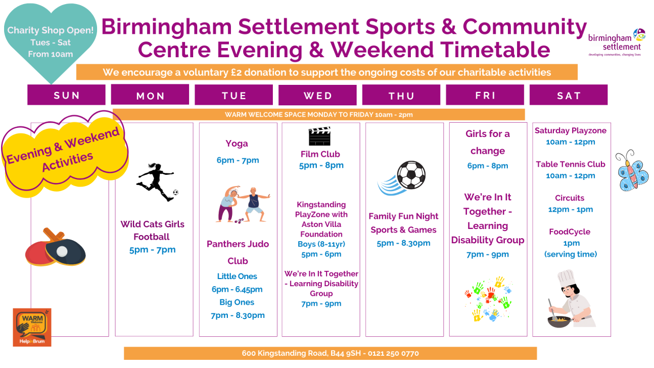Timetables | Birmingham Settlement